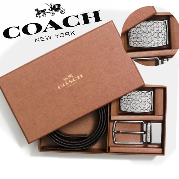 Coach | Accessories | Coach Signature Logo Reversible Black Brown Belt ...